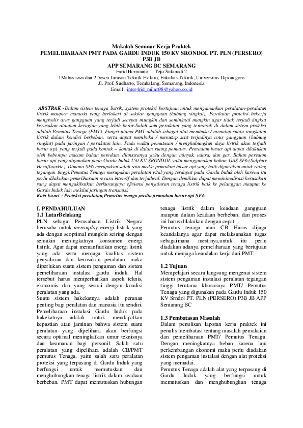 (PDF) Makalah Seminar Kerja Praktek PEMELIHARAAN PMT PADA GARDU INDUK ...