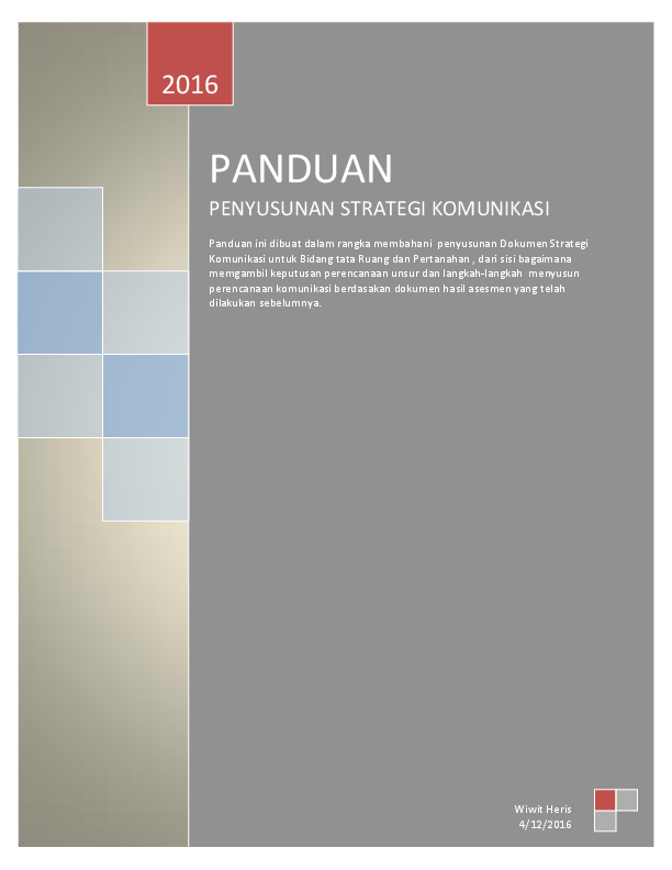 Pdf Panduan Penyusunan Strategi Komunikasi