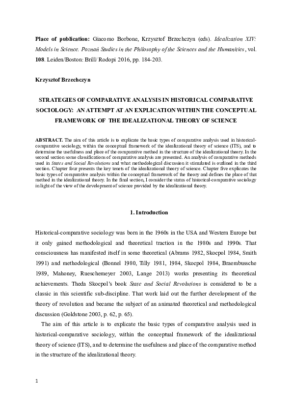 (PDF) Strategies of Comparative Analysis in Historical Comparative ...