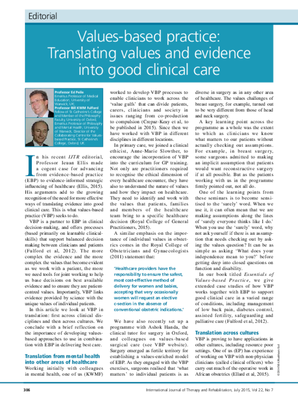 (PDF) Value based practice