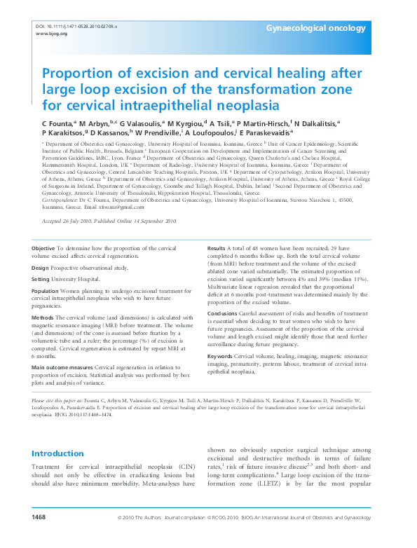 (PDF) Proportion of excision and cervical healing after large loop ...