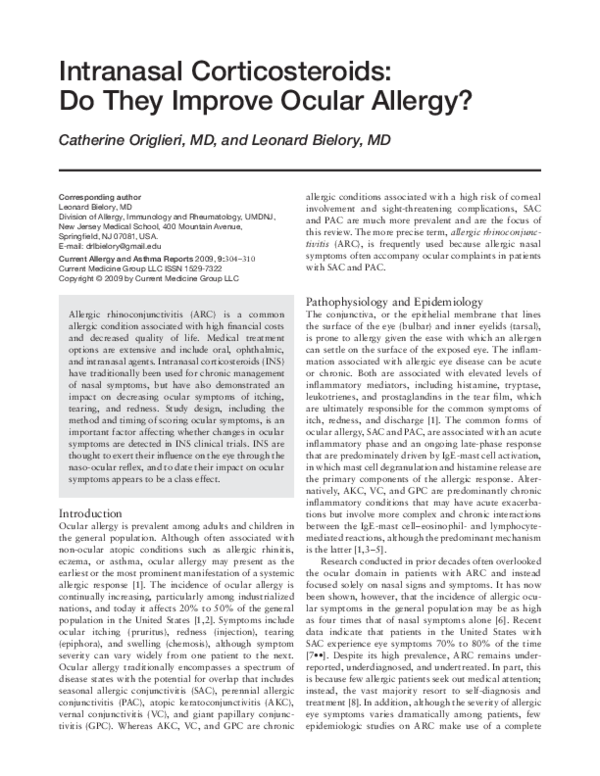 (PDF) Intranasal corticosteroids: do they improve ocular allergy?