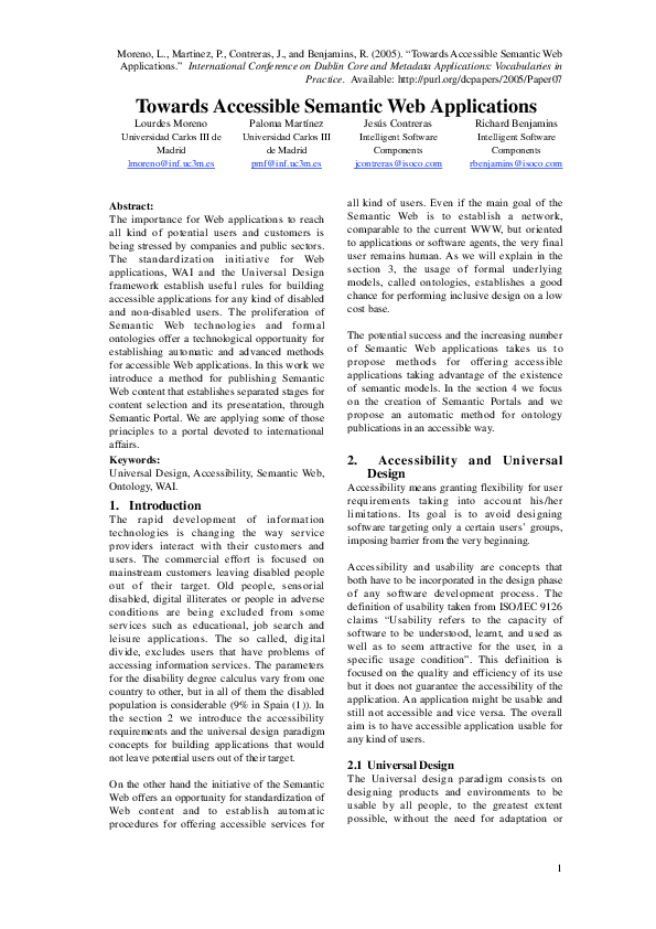 (PDF) Towards accessible semantic web applications