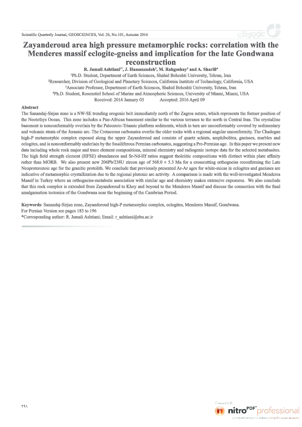 (PDF) Jamali Ashtiani et al 2016 Zayandehroud area high pressure ...