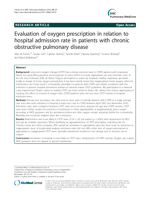(PDF) Evaluation of oxygen prescription in relation to hospital ...