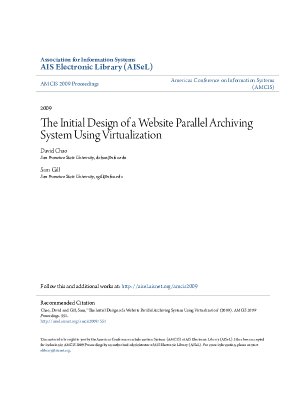 (PDF) The Initial Design of a Website Parallel Archiving System Using ...