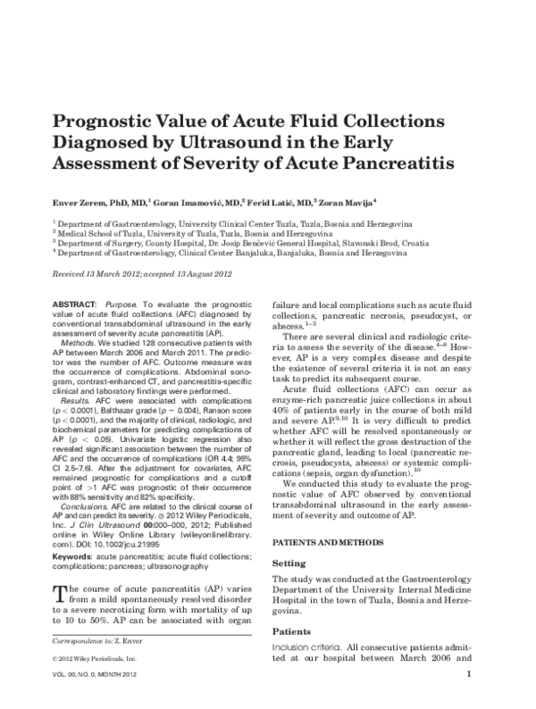 (PDF) Prognostic value of acute fluid collections diagnosed by ...