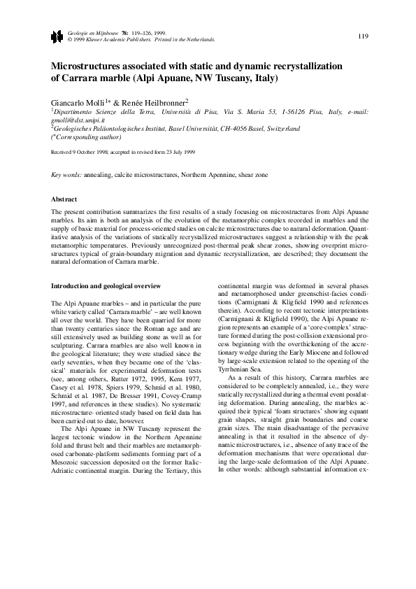 (PDF) The dislocation structure of experimentally deformed marble | David Kohlstedt - Academia.edu