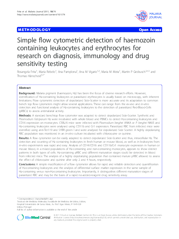(PDF) Flow Cytometric Detection of Haemozoin in Blood