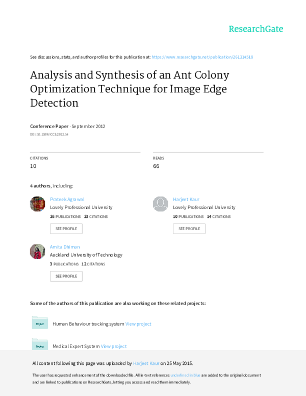 (PDF) Analysis and Synthesis of an Ant Colony Optimization Technique for Image Edge Detection ...