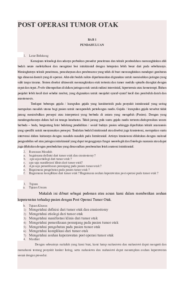 (DOC) POST OPERASI TUMOR OTAK