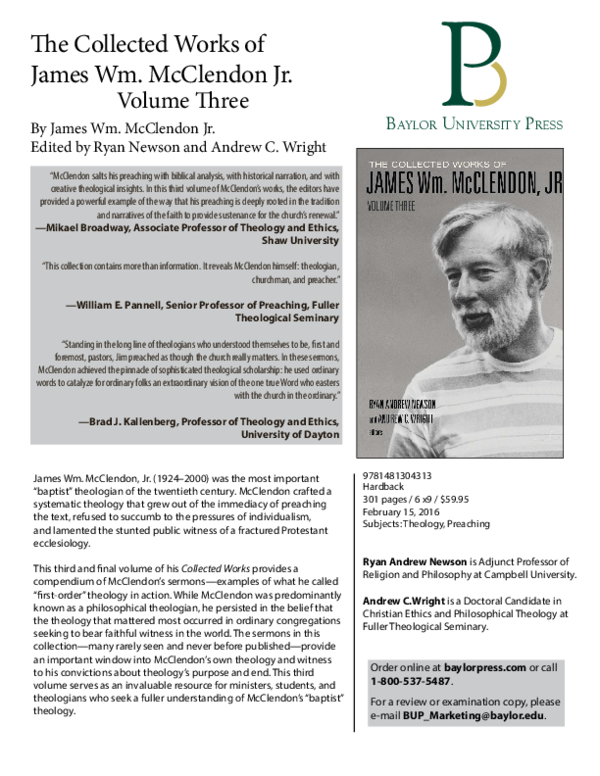 (PDF) The Collected Works of James Wm. McClendon, Jr., Volume 3