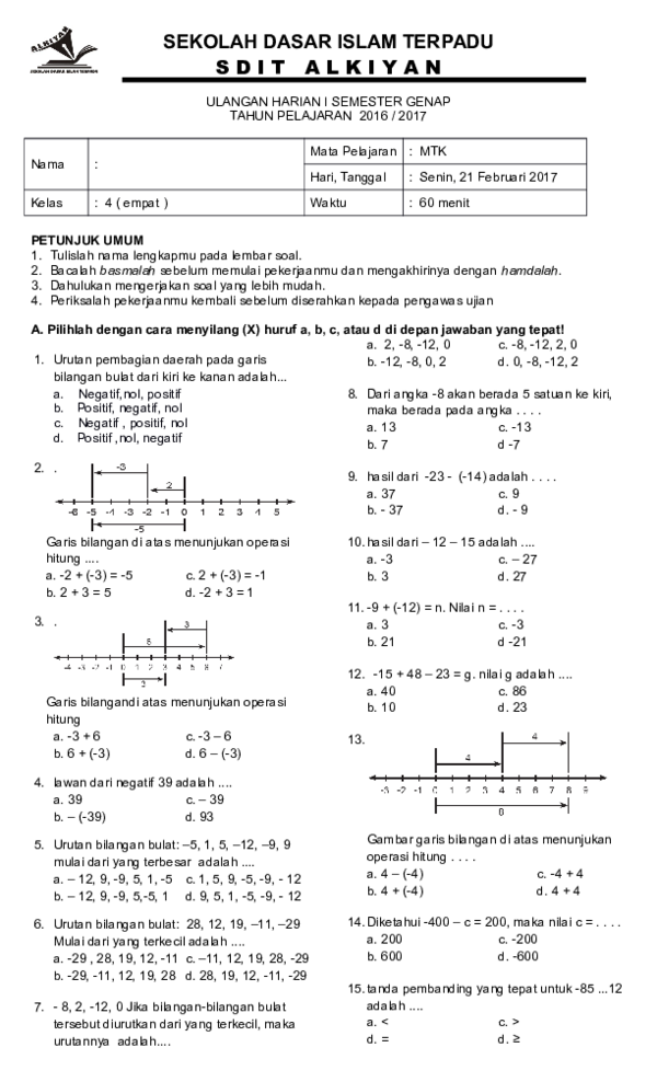 (DOC) SOAL UH 1 MATEMATIKA | latihan blog - Academia.edu