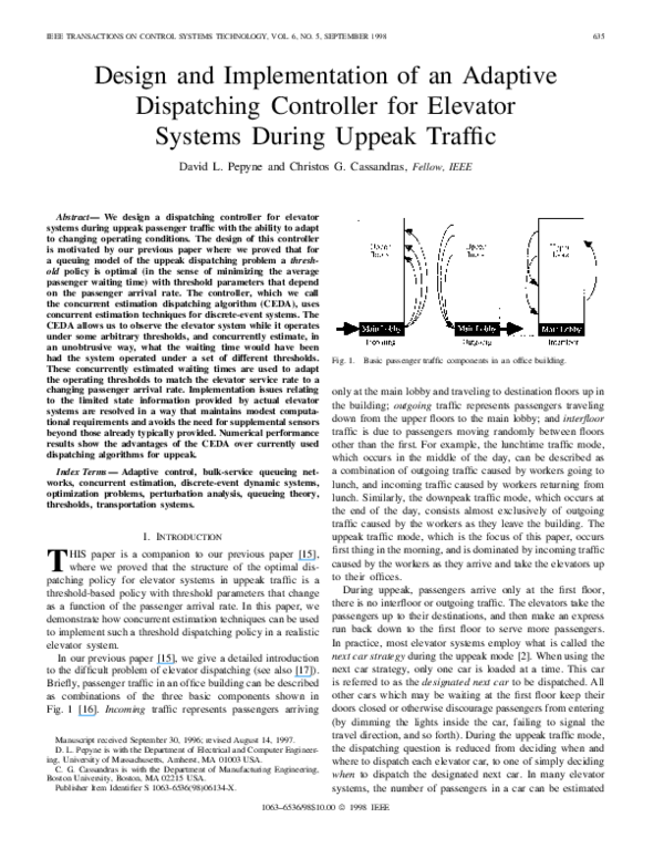 Pdf Design And Implementation Of An Adaptive Dispatching Controller For Elevator Systems