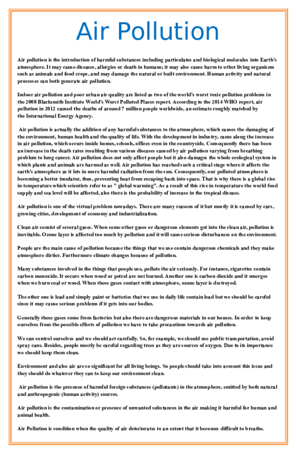 (DOC) Air Pollution