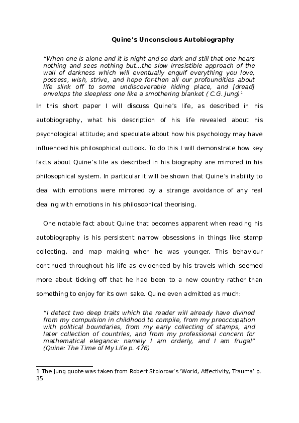 (DOC) Quine Unconscious biography