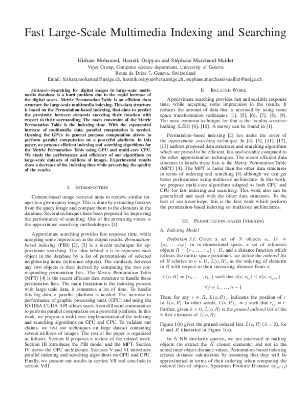 (PDF) Fast Large-Scale Multimedia Indexing and Searching