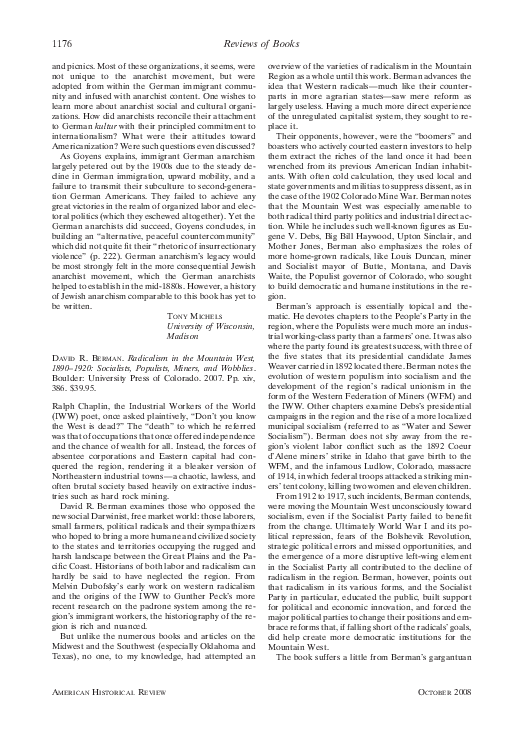 (PDF) Radicalism in the Mountain West, 1890–1920: Socialists, Populists ...