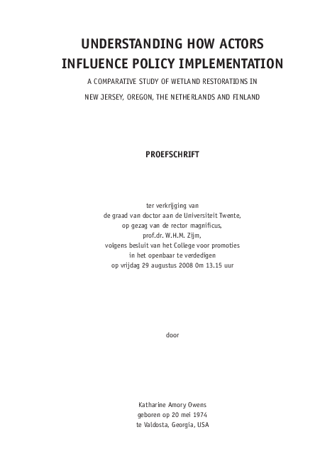 (PDF) Understanding how actors inflUence policy implementation