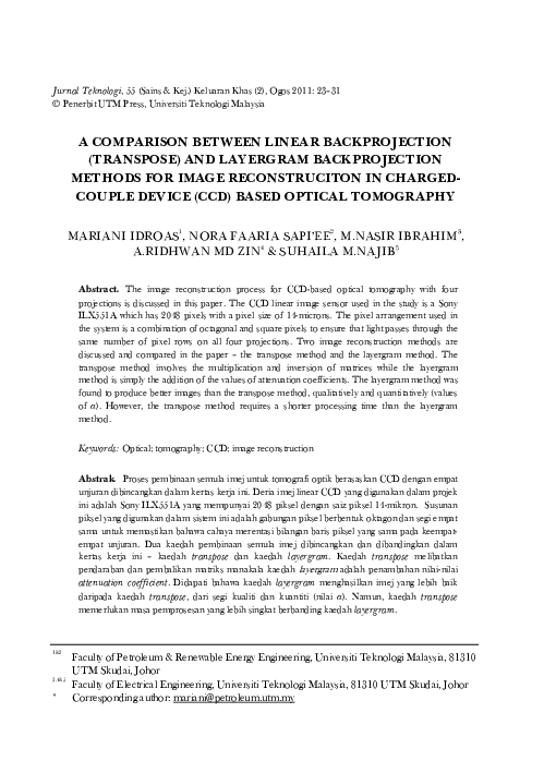 Pdf A Comparison Between Linear Backprojection Transpose And