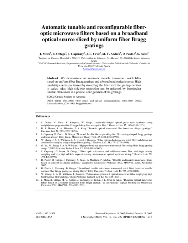 (PDF) Automatic tunable and reconfigurable fiberoptic microwave filters based on a broadband ...