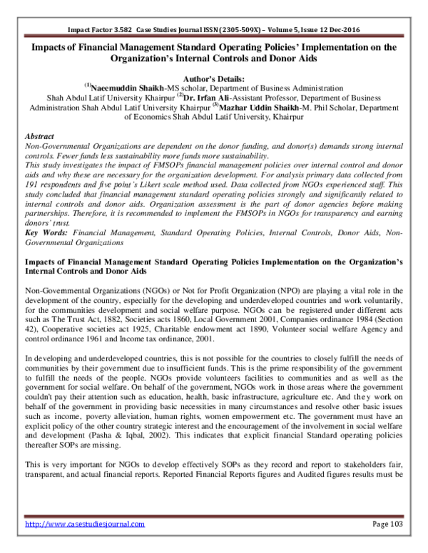 (PDF) Impacts of Financial Management Standard Operating Policies ...