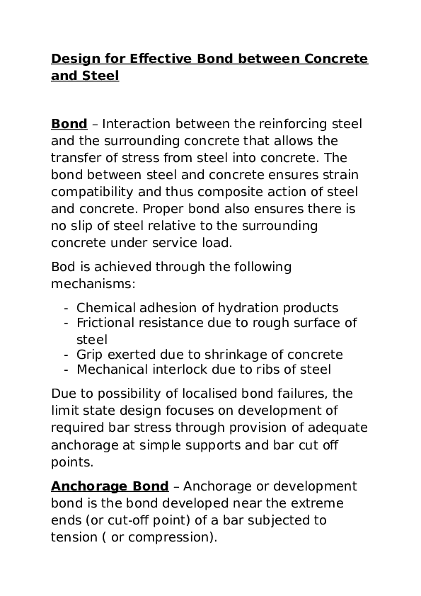 (DOC) Design for Effective Bond between Concrete and Steel