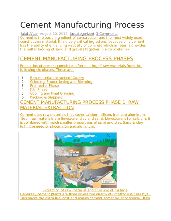 (DOC) Cement Manufacturing Process