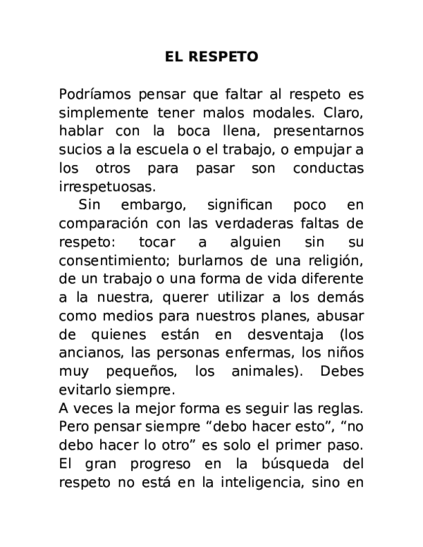 (DOC) EL RESPETO