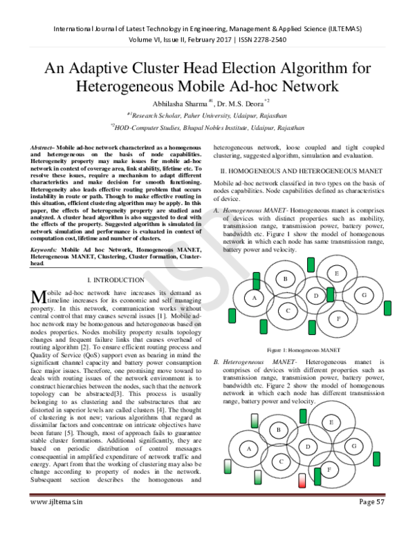 (PDF) An Adaptive Cluster Head Election Algorithm for Heterogeneous Mobile Ad-hoc Network