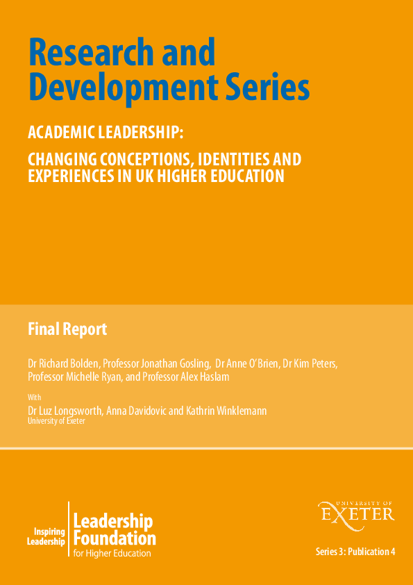 (PDF) AcAdemic LeAdership: chAnging conceptions, identities And ...