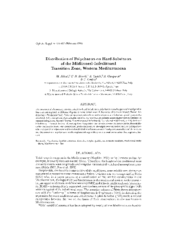 (PDF) Distribution of polychaetes on hard substrates of the midlittoral ...
