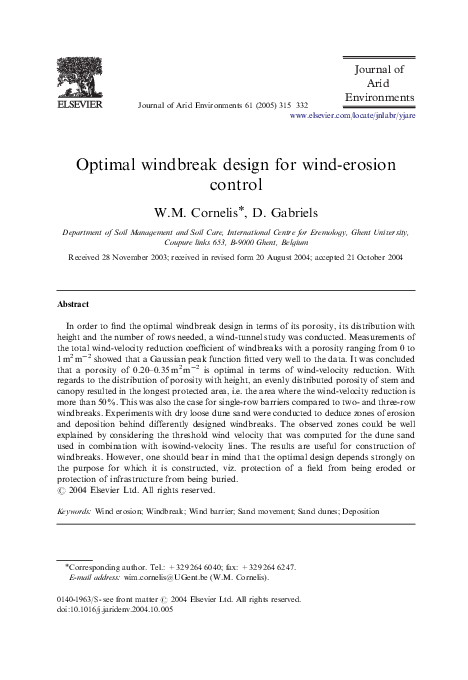 (PDF) Optimal windbreak design for wind-erosion control