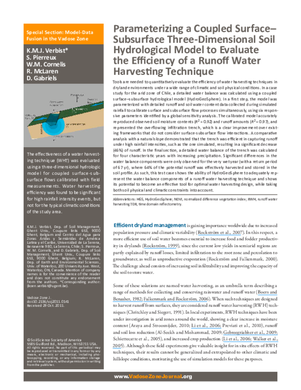 Pdf Parameterizing A Coupled Surface Subsurface Three Dimensional