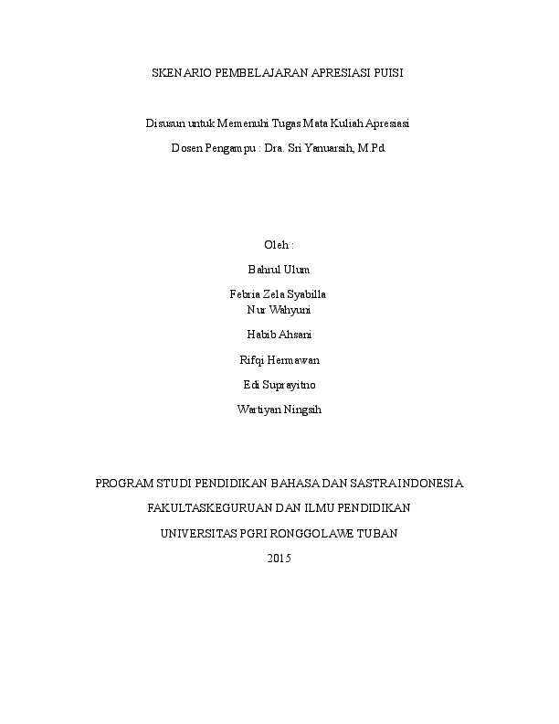 (DOC) SKENARIO PEMBELAJARAN APRESIASI PUISI