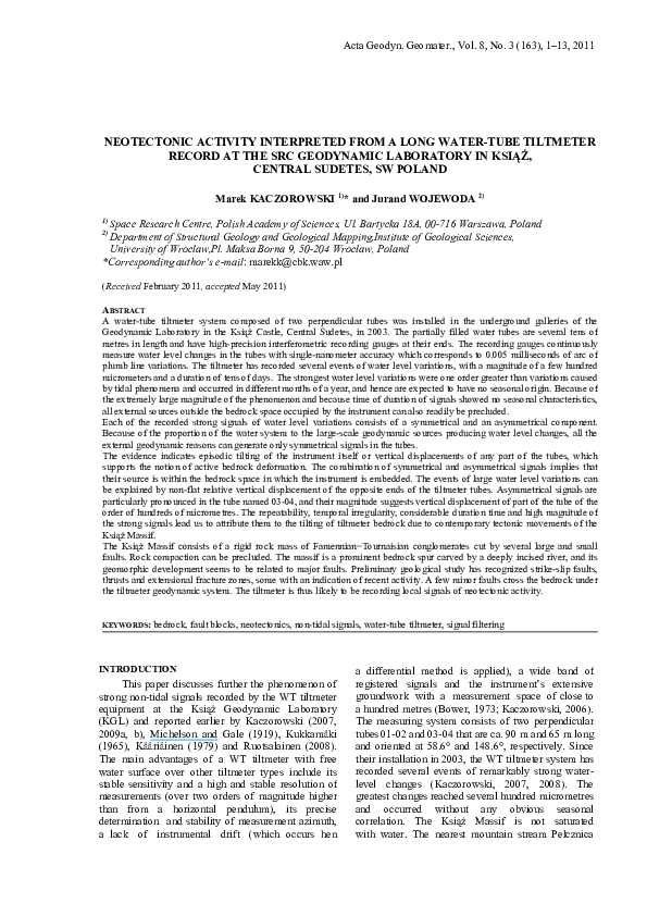 (PDF) Kaczorowski, M., Wojewoda, J., 2011. Neotectonic activity ...