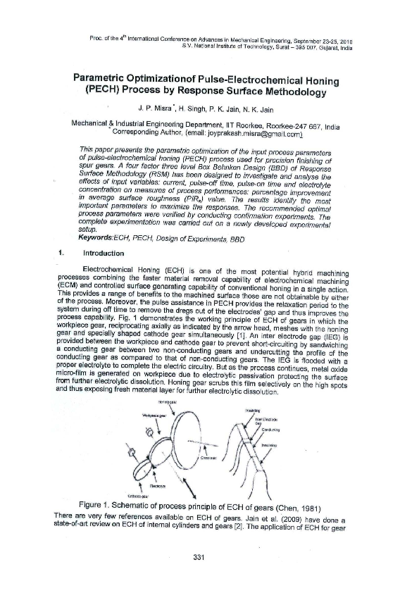 (PDF) Parametric Optimization of Pulse-Electrochemical Honing (PECH) Process by Response Surface ...