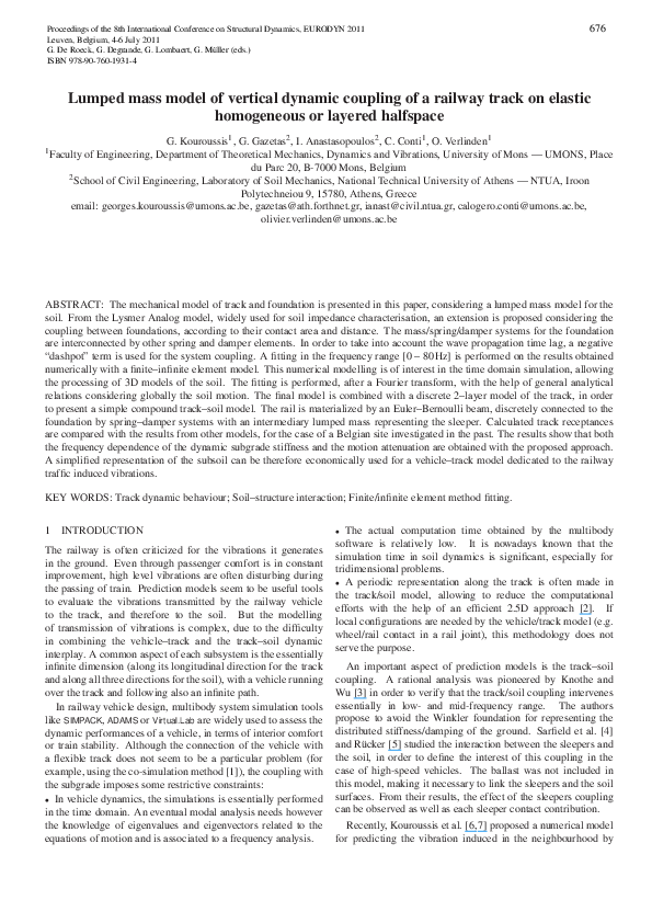 (PDF) Lumped mass model of vertical dynamic coupling of a railway track ...