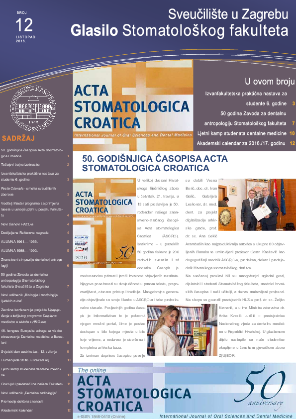 (PDF) 50. GODIŠNJICA ČASOPISA ACTA STOMATOLOGICA CROATICA