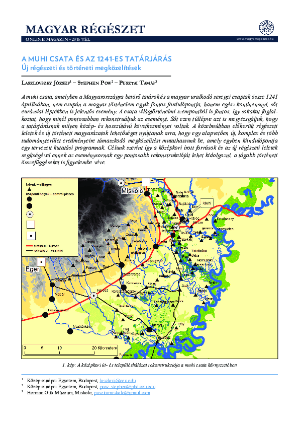 (PDF) A MUHI CSATA ÉS AZ 1241-ES TATÁRJÁRÁS Új régészeti és történeti ...