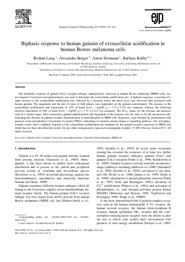 (PDF) Biphasic response to human galanin of extracellular acidification ...