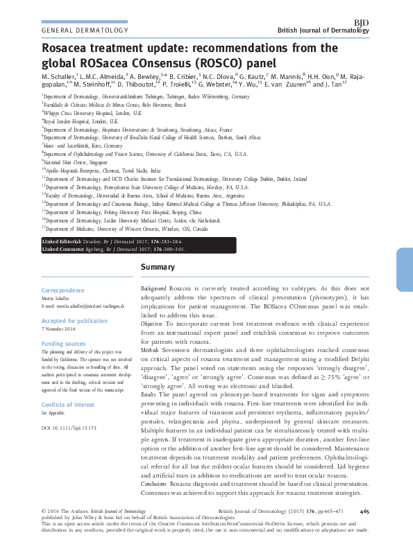 (PDF) Rosacea treatment update: Recommendations from the global ROSacea ...