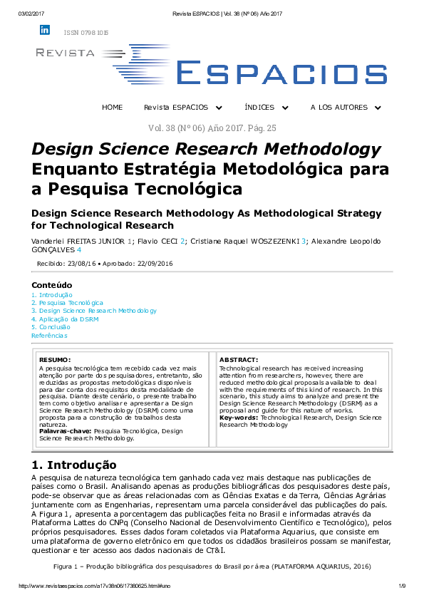 (PDF) Design Science Research Methodology enquanto estratégia ...