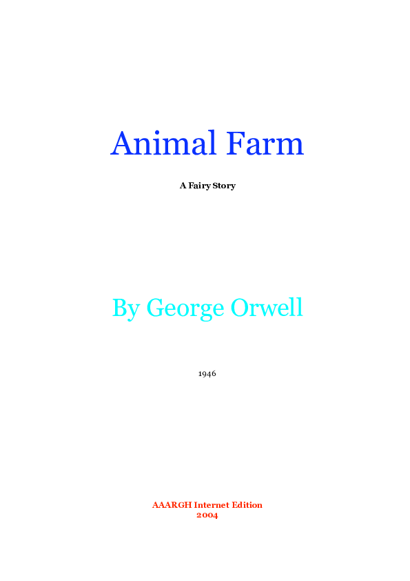 (PDF) Animal Farm A Fairy Story | yhonny Edwuard - Academia.edu