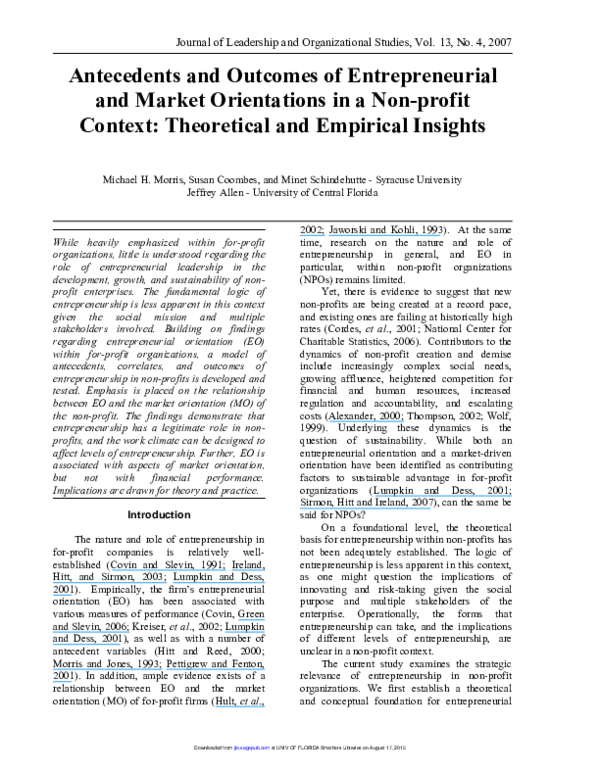 (PDF) Antecedents and Outcomes of Entrepreneurial Orientation in a ...