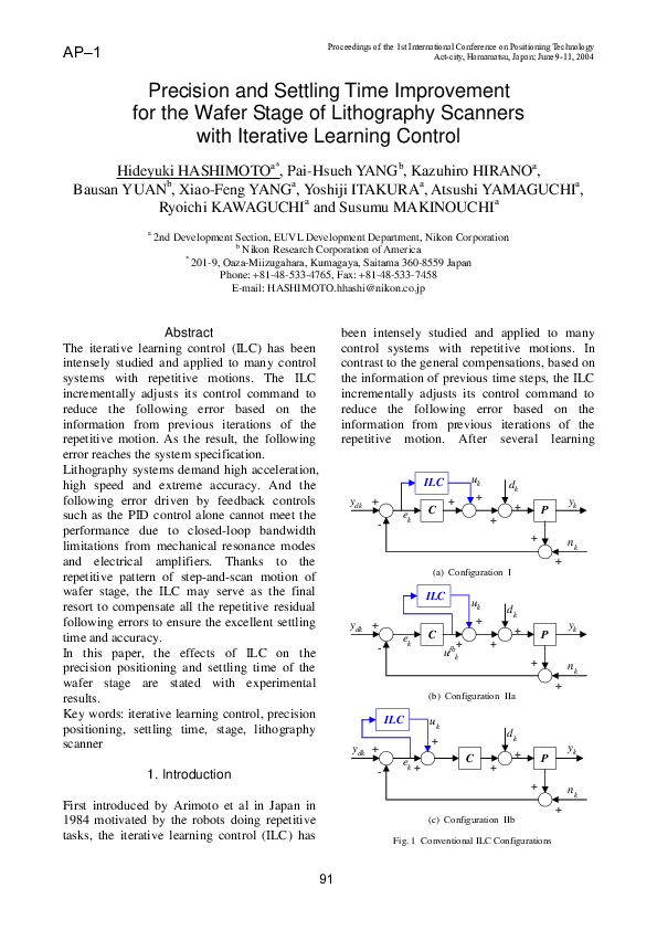 (PDF) Precision and Settling Time Improvement for the Wafer Stage of Lithography Scanners with ...