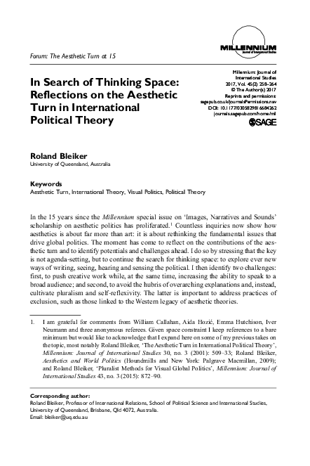 (PDF) In Search of Thinking Space: Reflections on the Aesthetic Turn in ...