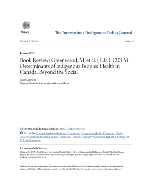 (PDF) Determinants of Indigenous Peoples' Health in Canada: Beyond the ...