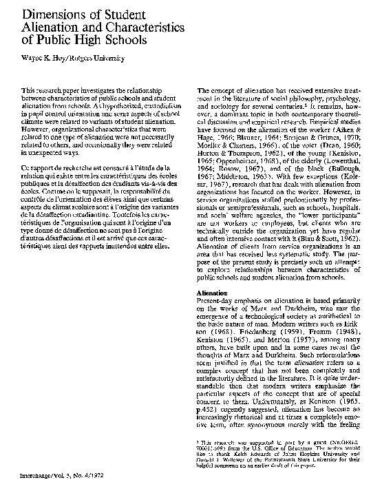 (PDF) Dimensions of student alienation and characteristics of public ...