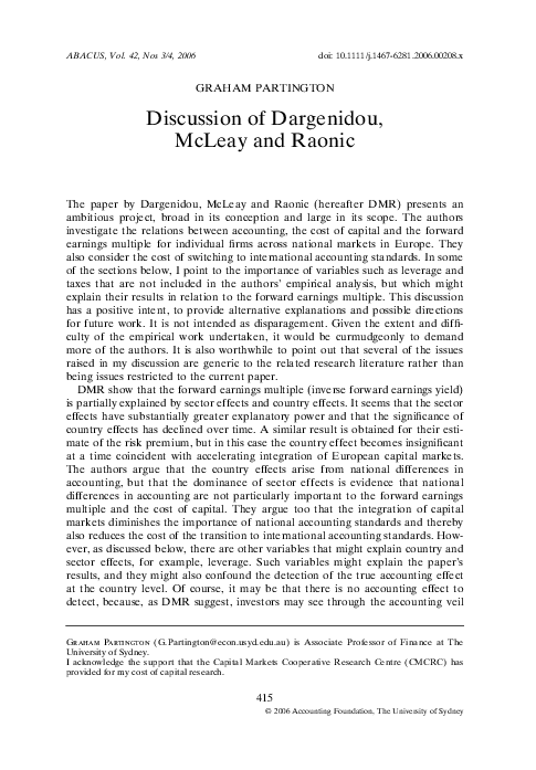 (PDF) Discussion of Dargenidou, McLeay and Raonic | Graham Partington ...